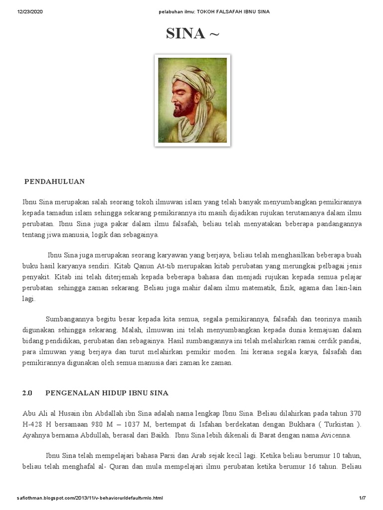 Tokoh Falsafah Ibnu Sina | PDF