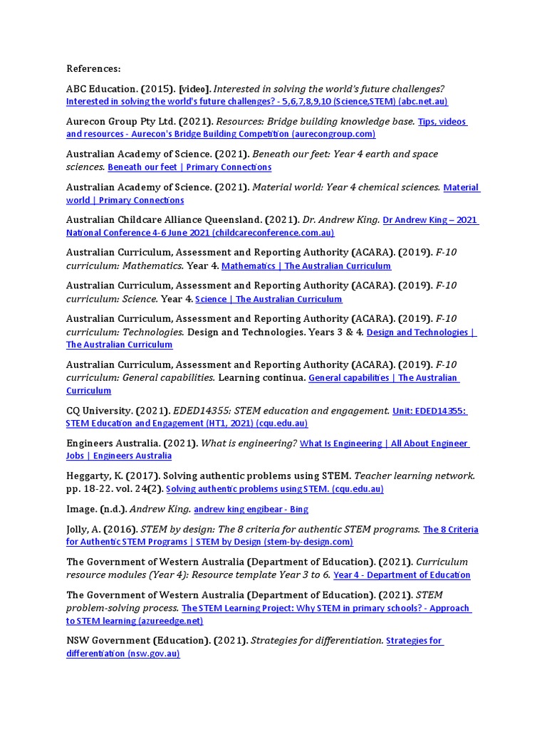 Reference List | PDF | Science, Technology, Engineering, And ...