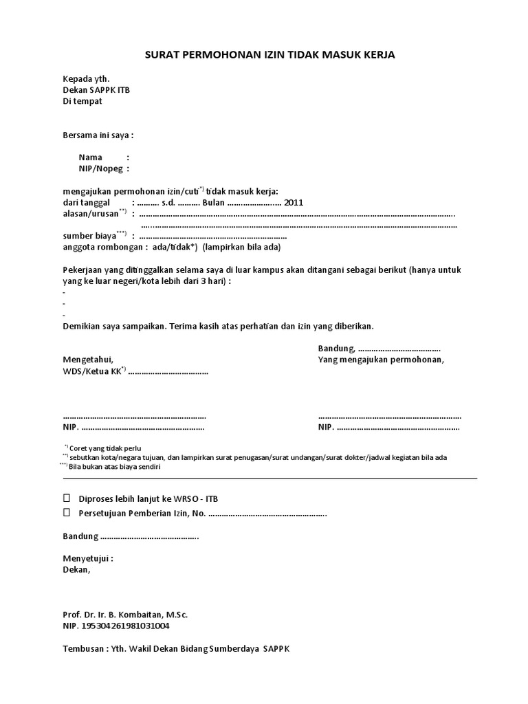 Form Surat Permohonan Izin | PDF