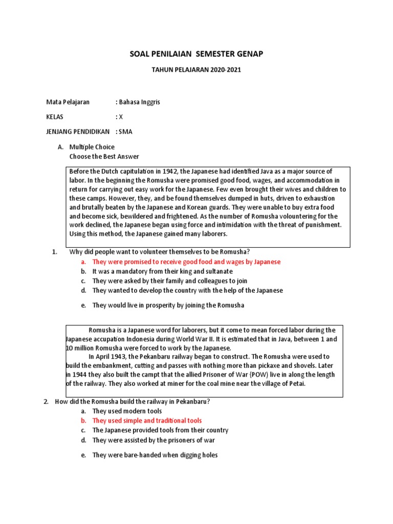 SOAL BAHASA INGGRIS Kls X, GENAP | PDF | Bali | Java