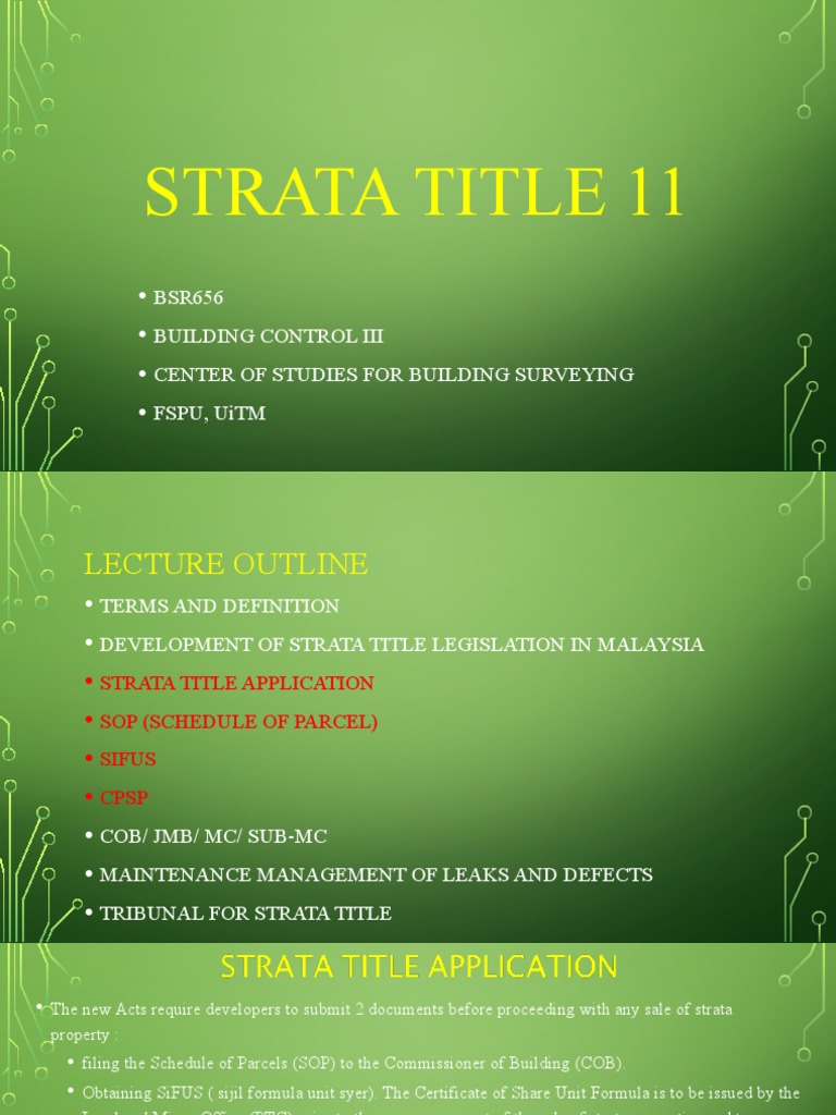 Strata Title Application Process in Malaysia | PDF | Land Lot | Lease