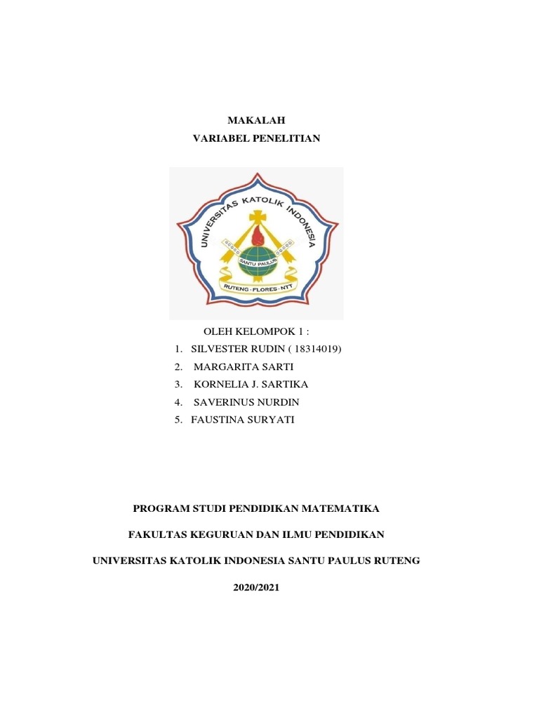 Makalah Variabel Penelitian-Kelkopok 1 | PDF | Sains & Matematika