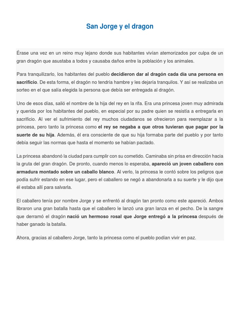 Leyenda - San Jorge y El Dragon | PDF | Libros para adolescentes | Clásicos