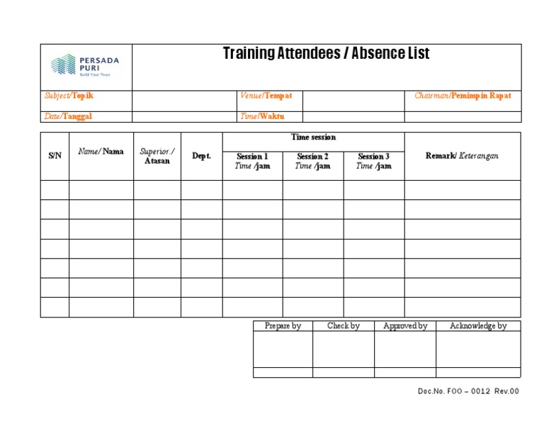 Training Attendance and Absence Record | PDF