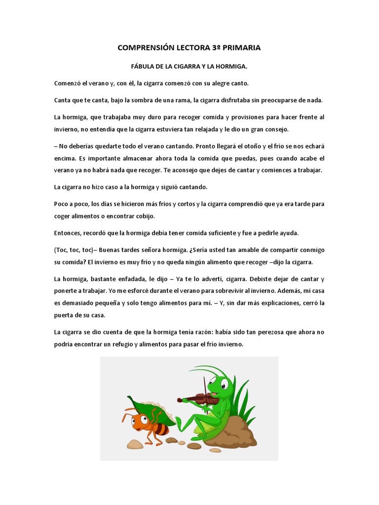 Comprensión Lectora 3º Primaria | PDF