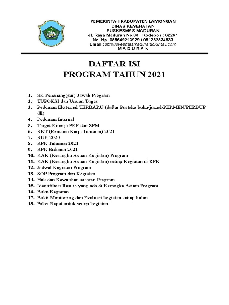 DAFTAR ISI Map Program UKM | PDF | Sains & Matematika
