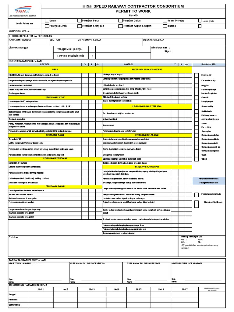 Form Permit To Work (PTW) | PDF