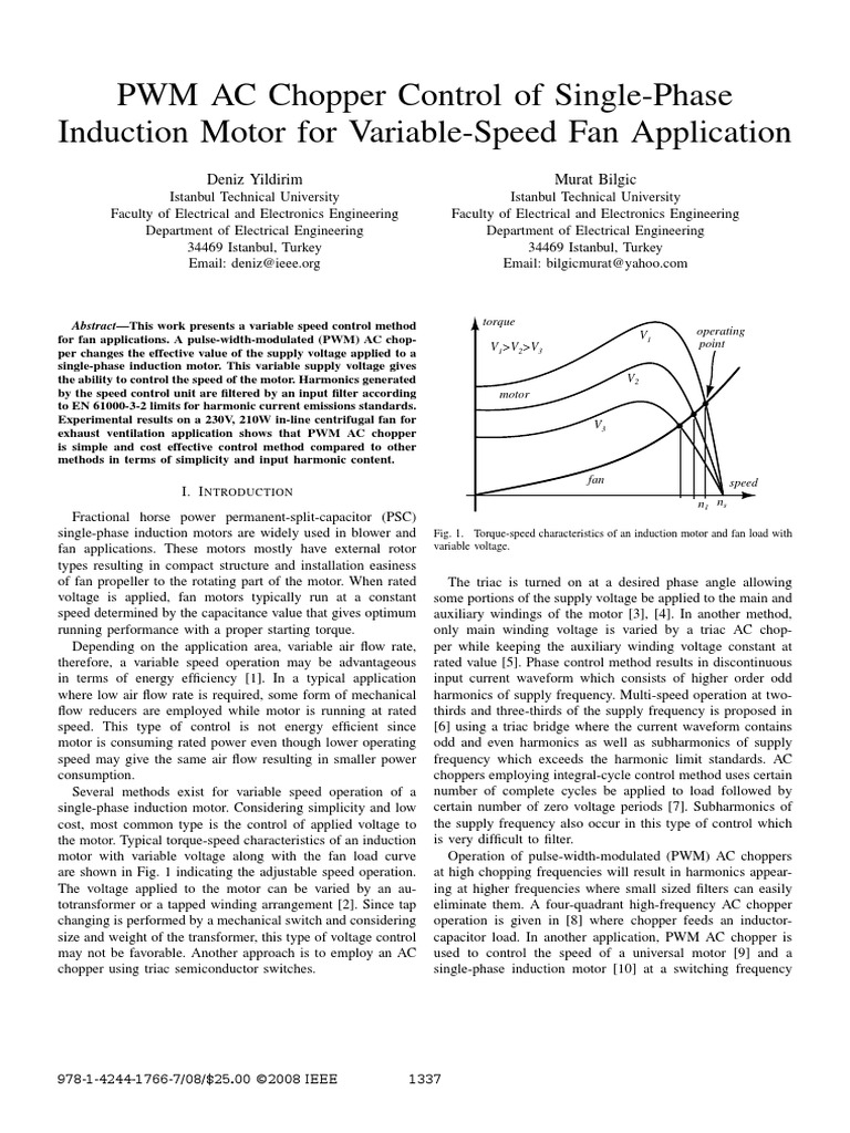 PWM AC Chopper Control For Single-Phase Induction Motor For ...