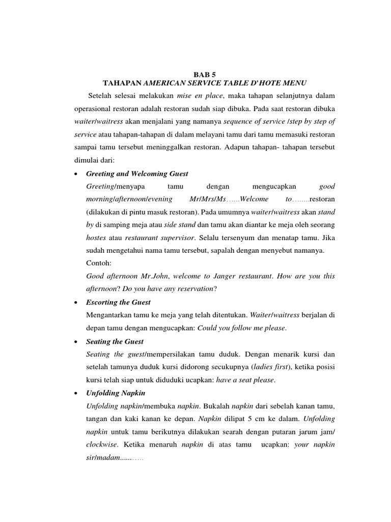 Service at Restoran Oase 3 | PDF