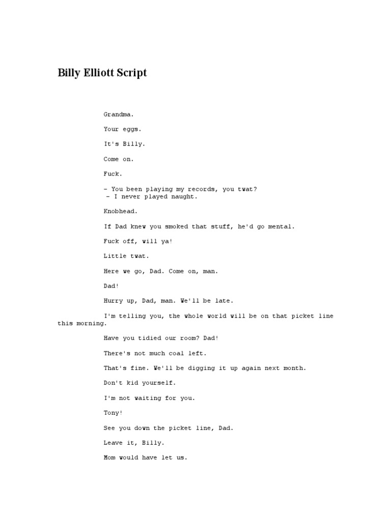 Billy Elliott Script | PDF