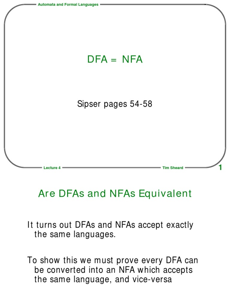 DFA = NFA: How Deterministic Finite Automata and Nondeterministic Finite Automata are Equivalent ...