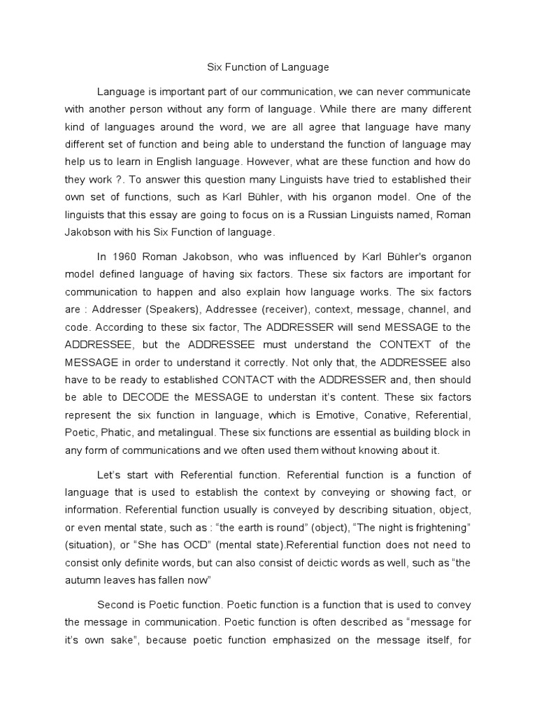Six Function of Language | PDF | Conversation | Communication