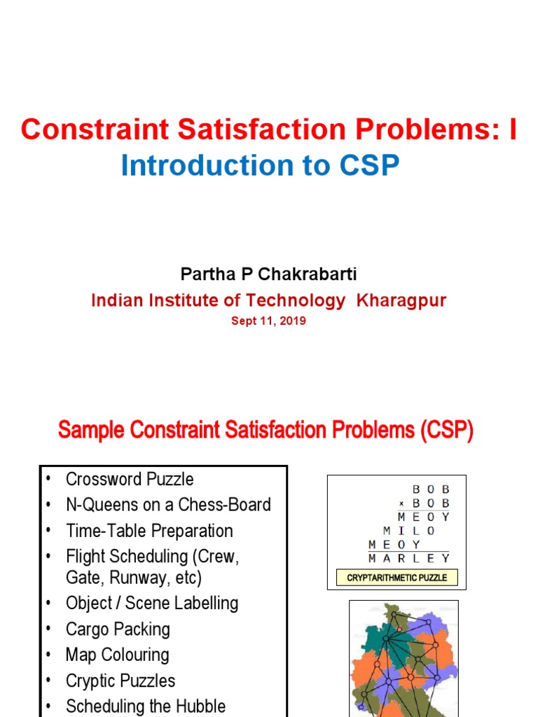 Introduction To Csp Constraint Satisfaction Problems I Pdf