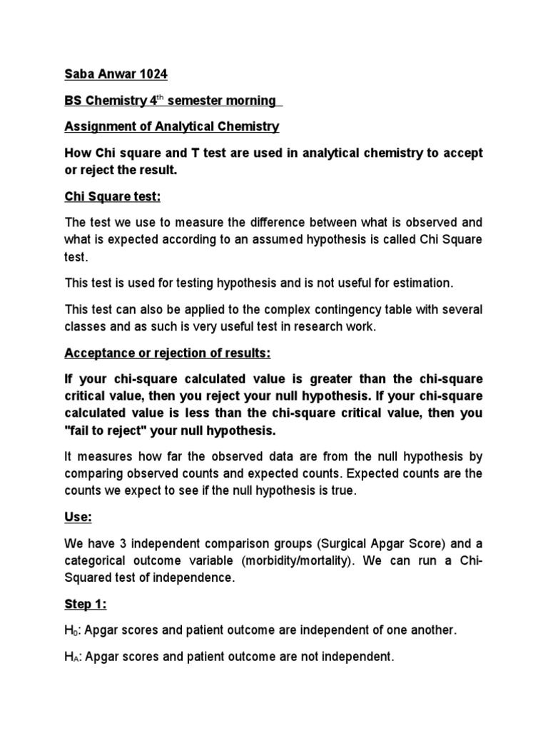 Saba Anwar 1024 Analytical Chemistry. | PDF | Student's T Test ...