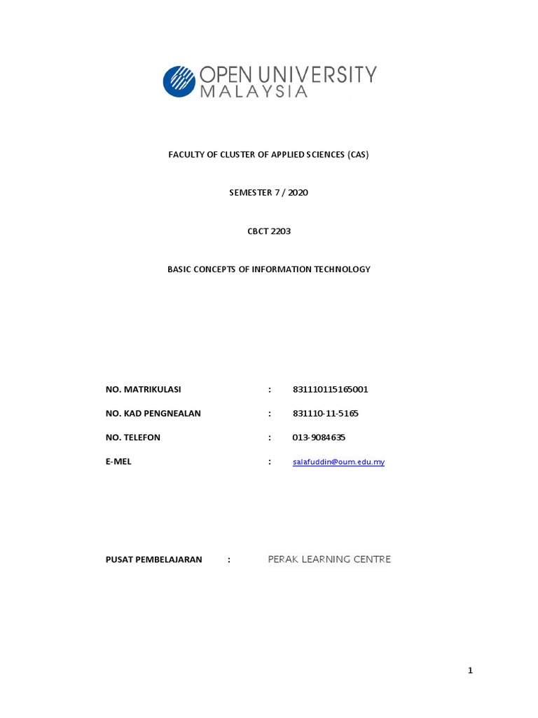 CBCT 2203 Basic Concept of Information Technology | PDF