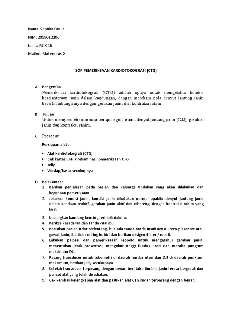 Septika Faulia SOP CTG & PAP SMEAR | PDF