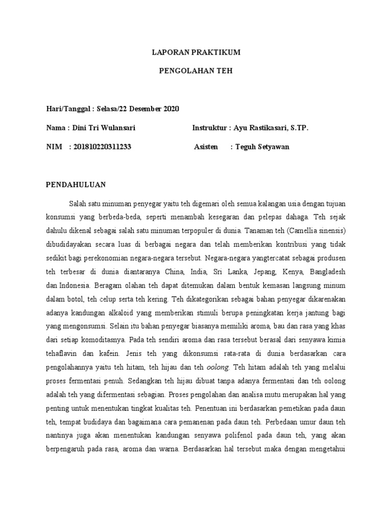 Laporan Praktikum Teh - E3-233 | PDF