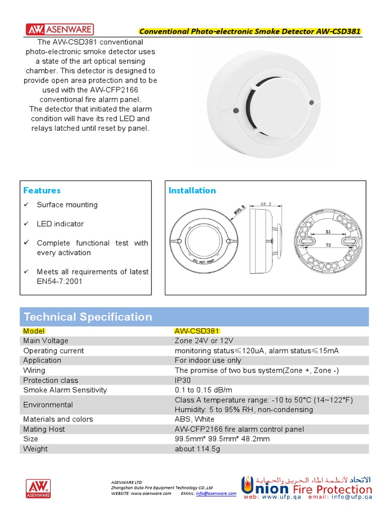Technical Specification: Conventional Photo-Electronic Smoke Detector ...