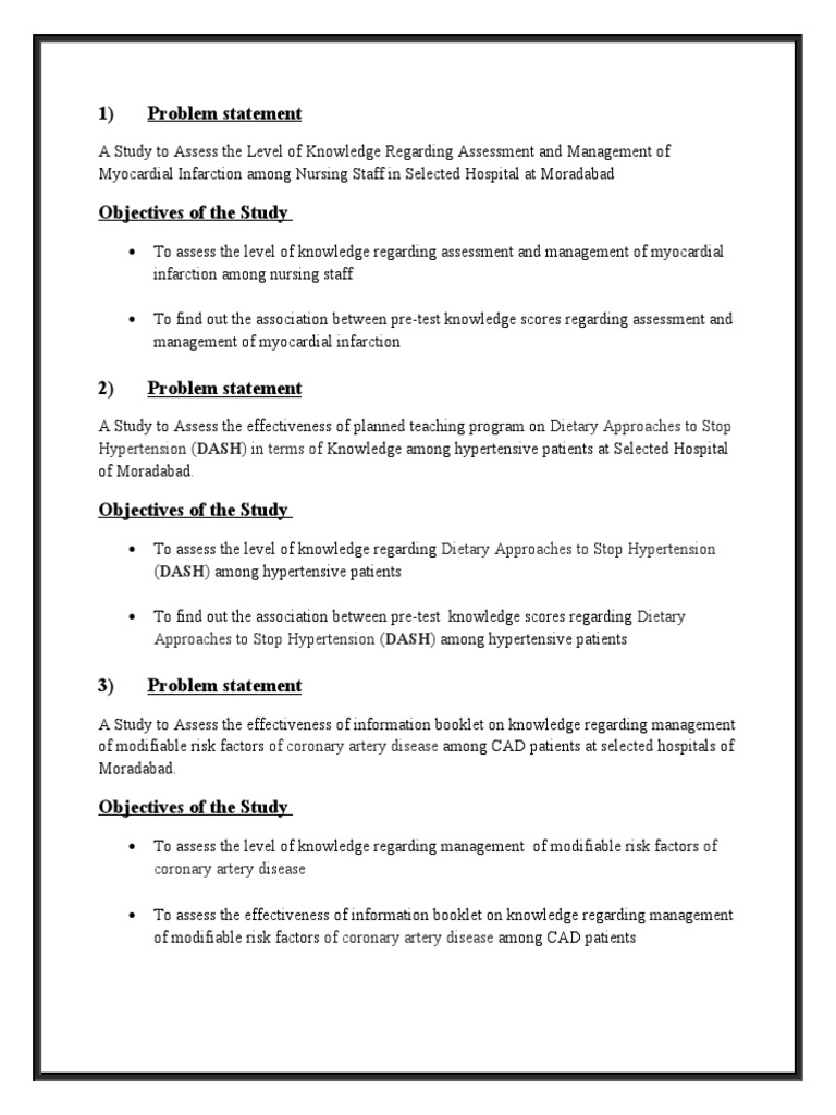1) Problem Statement: Dietary Approaches To Stop Hypertension (DASH) in ...