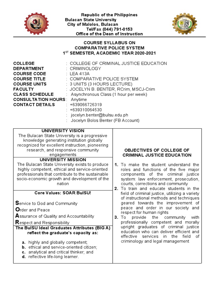 Syllabus Comparative Police System | PDF | Police | Crime & Violence