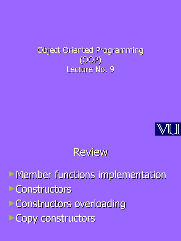 Object Oriented Programming Oop Lecture No 9 Pdf Pointer