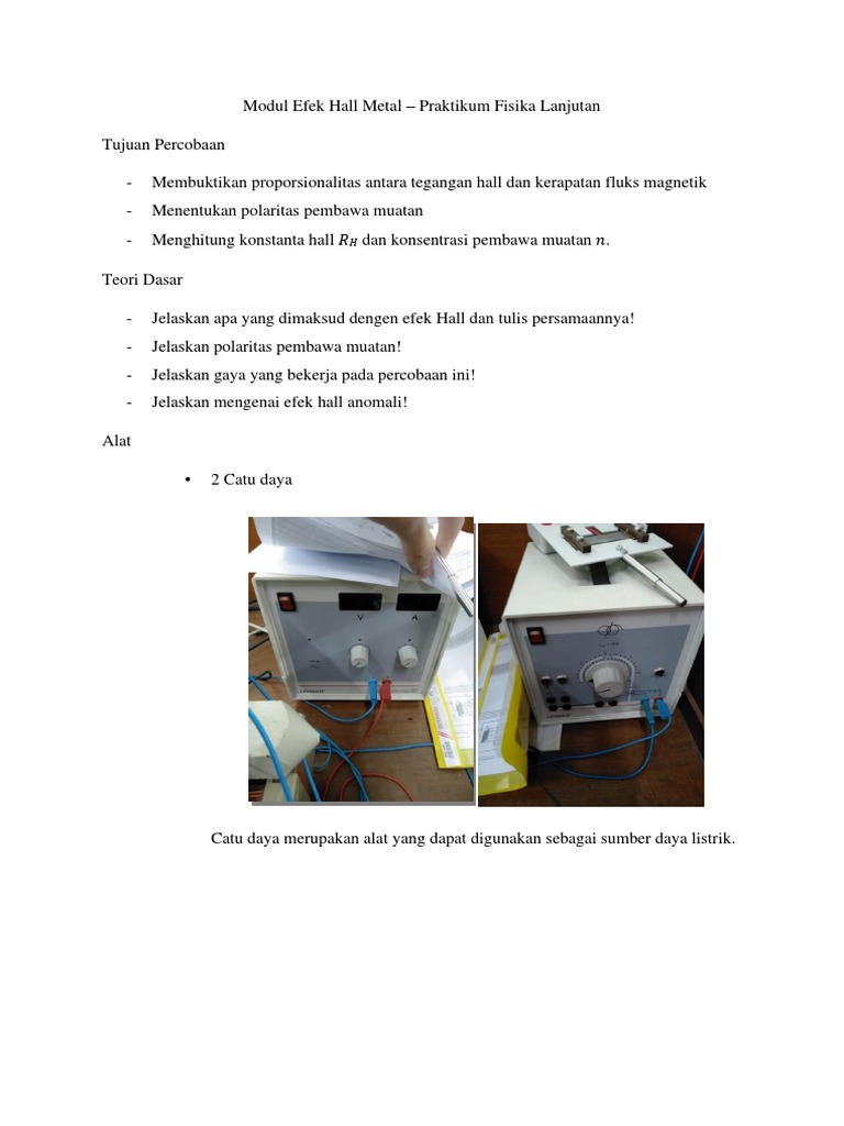 Modul Praktikum Efek Hall Metal | PDF