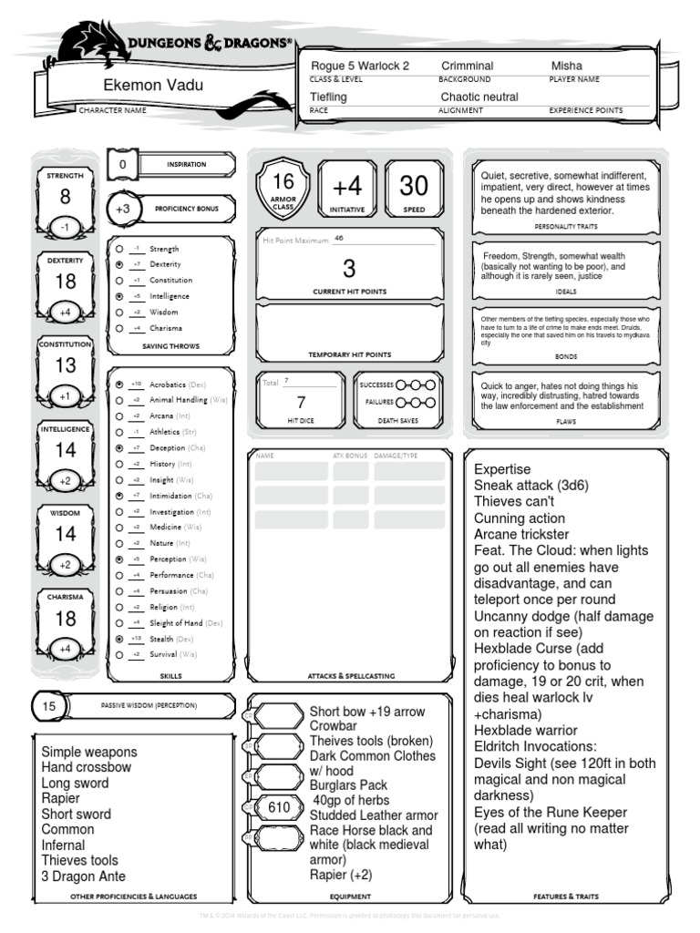 Ekemon Character Sheet | PDF | Fantasy Role Playing Games | D20 System