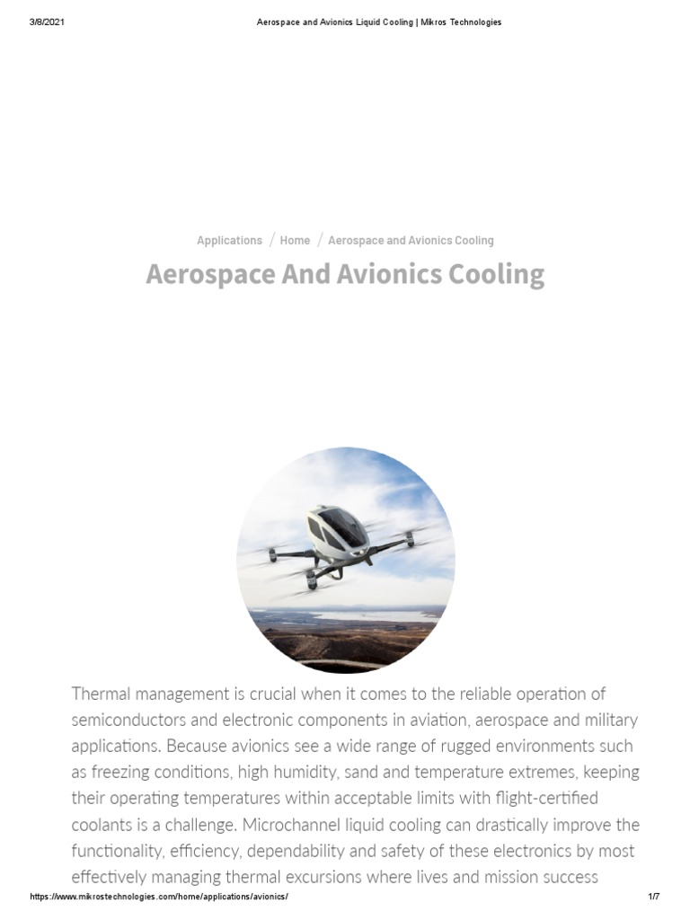 Aerospace and Avionics Liquid Cooling - Mikros Technologies | PDF