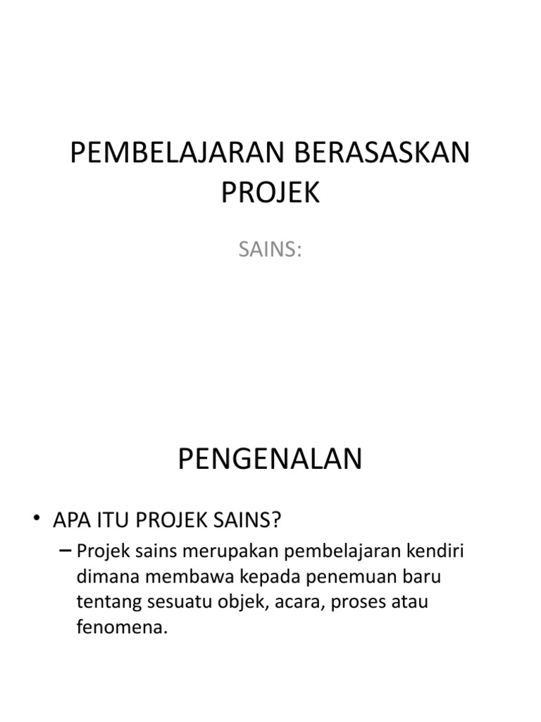 Pembelajaran Berasaskan Projek Sains | PDF