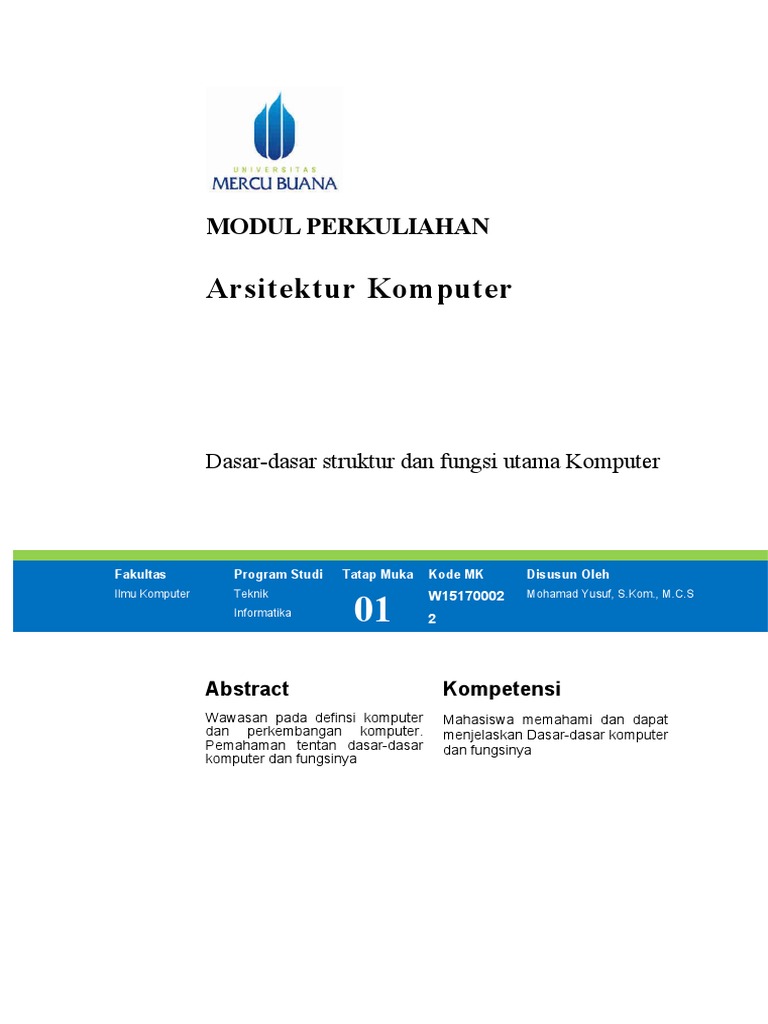 Modul 01 Arsitektur Komputer | PDF