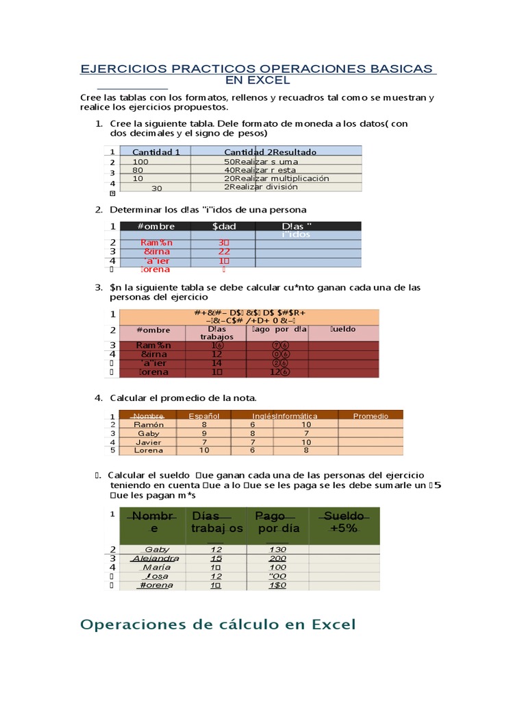 Operaciones Basicas En Excel Suma Resta Multiplicacion Y SUMAR Y