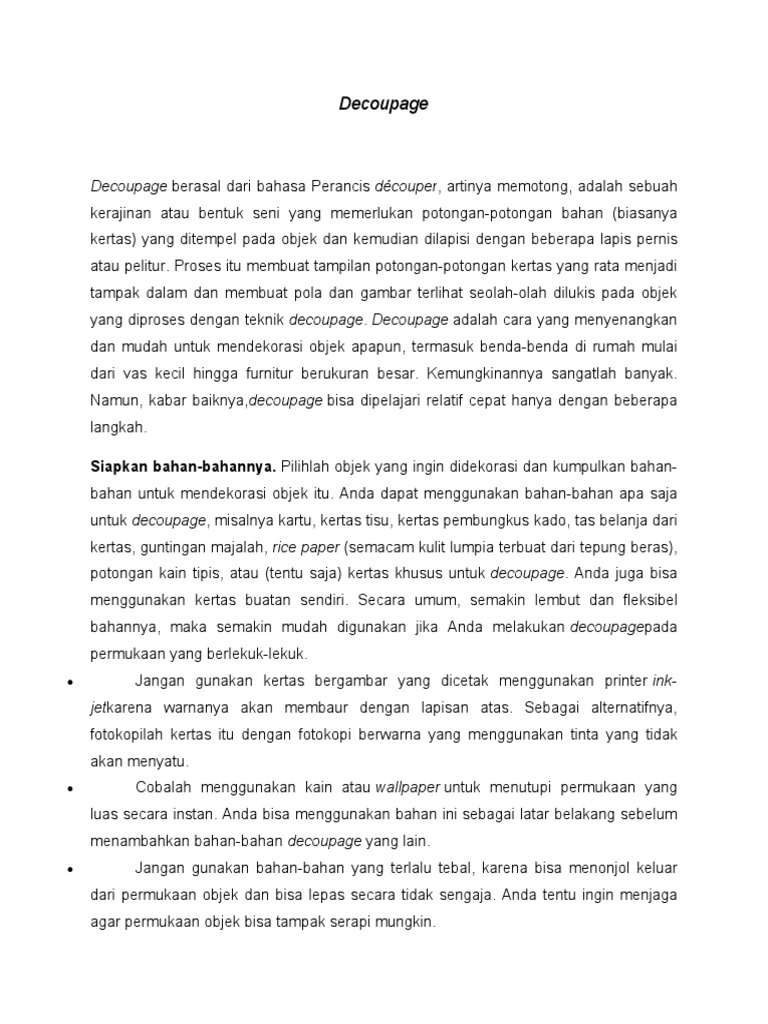 Panduan Lengkap Teknik Decoupage | PDF