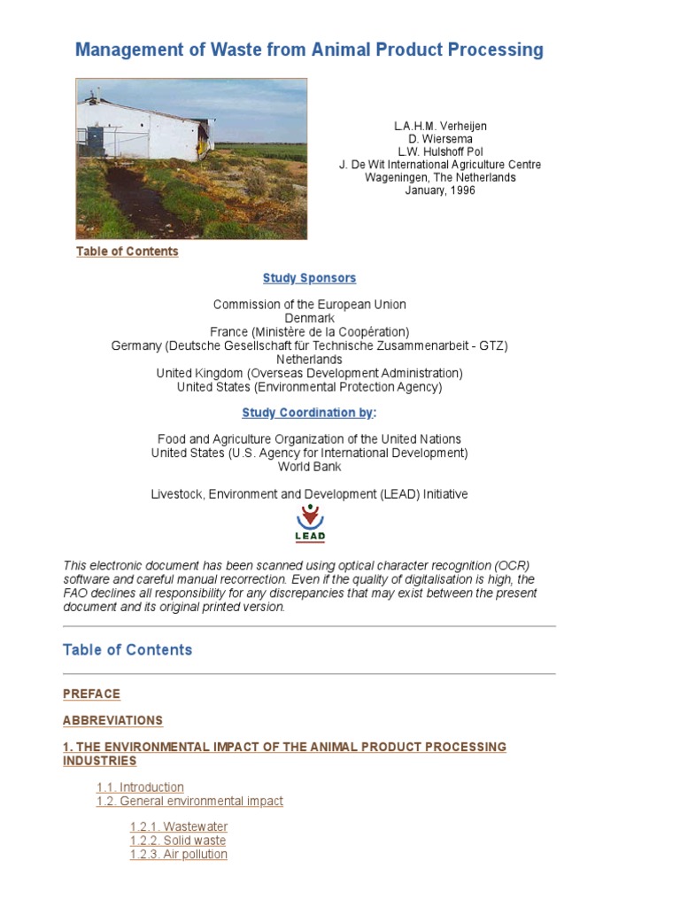Management of Waste From Animal Product Processing | PDF | Animal ...