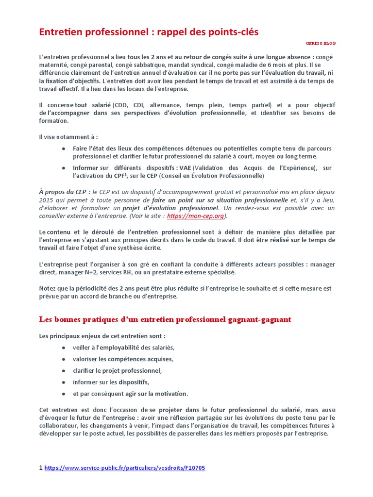 Entretien Pro : Clés et Bonnes Pratiques | PDF | Sociétés | Gestion des ...