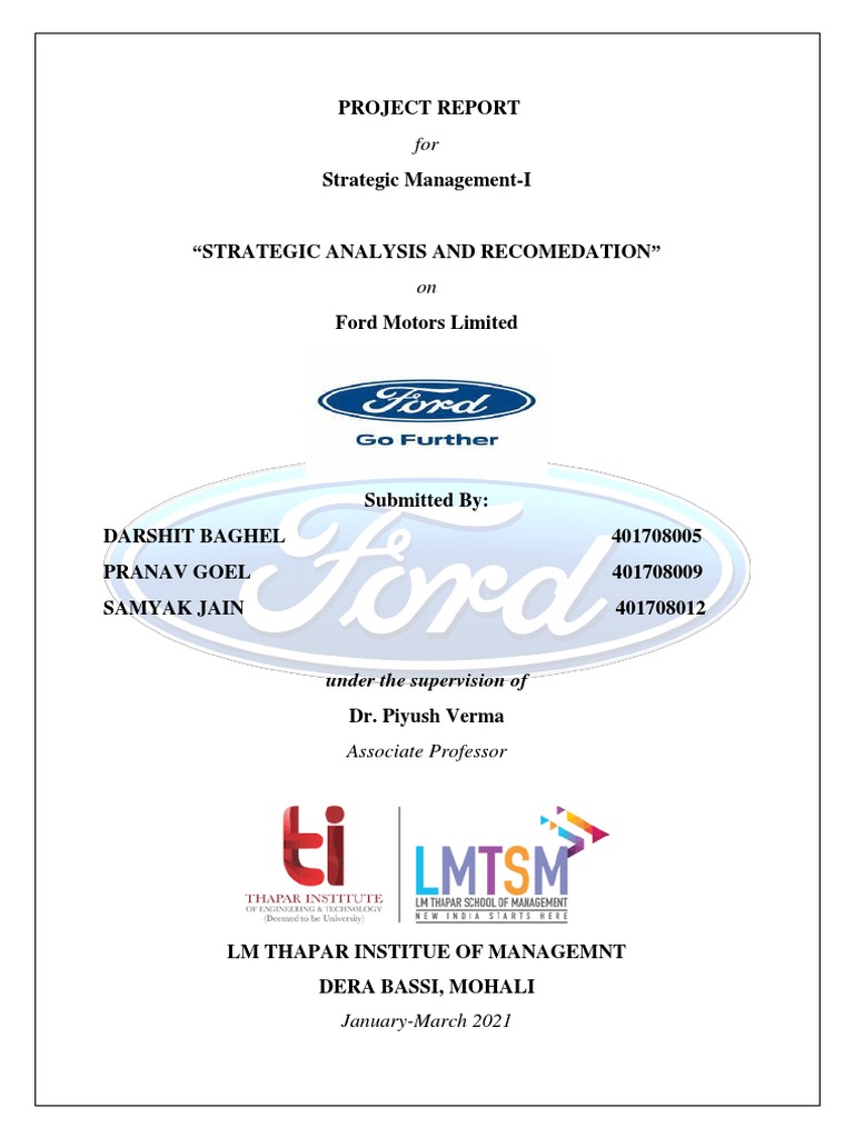 Final Report SM-1 (Samyak, Pranav, Darshit) | PDF | Ford Motor Company | Logistics