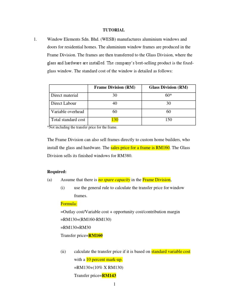 Frame Division (RM) Glass Division (RM) : Tutorial | Download Free PDF ...