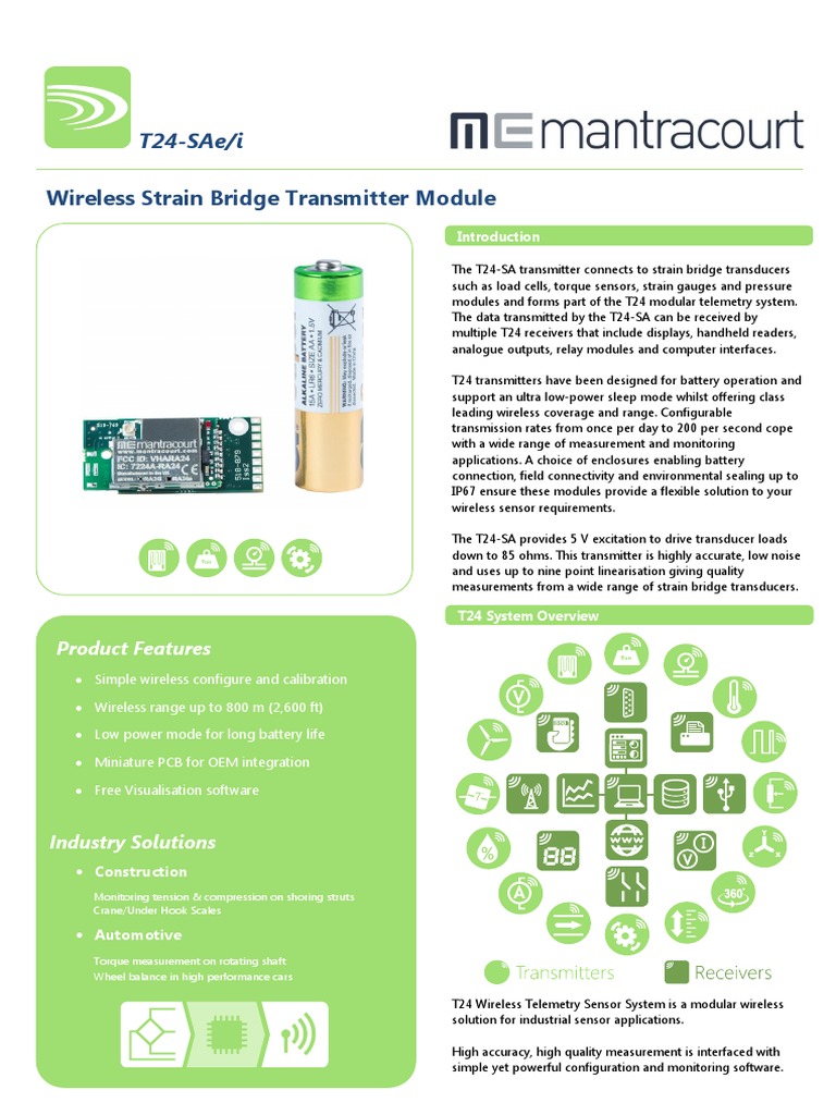 T24-Sae/I: Wireless Strain Bridge Transmitter Module | PDF ...