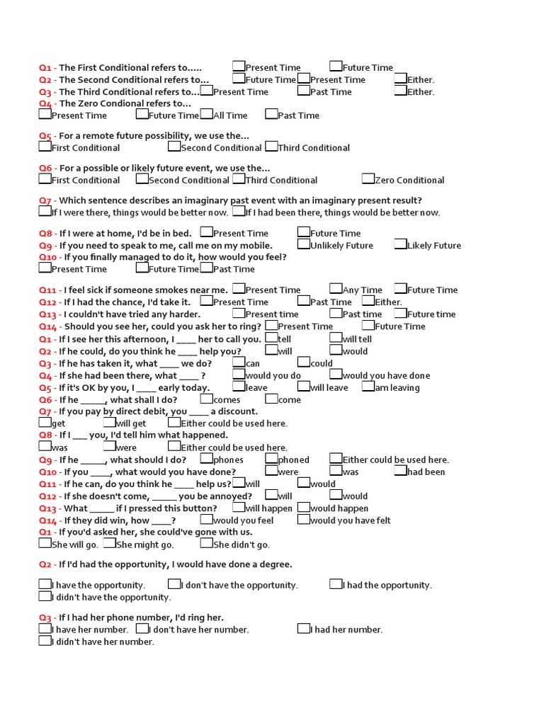 Conditional Sentences Quiz - Test Your Knowledge of Conditionals | PDF