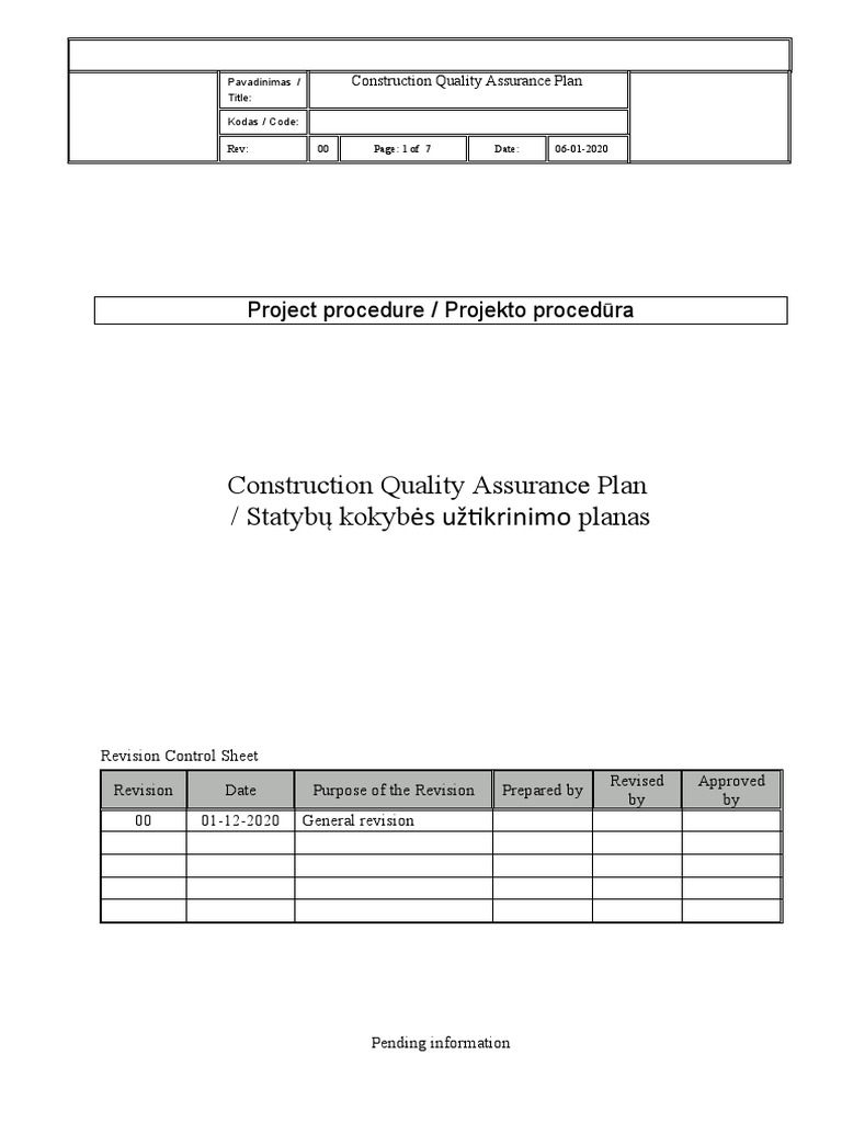Construction Quality Assurance Plan | PDF | Internal Audit | Audit