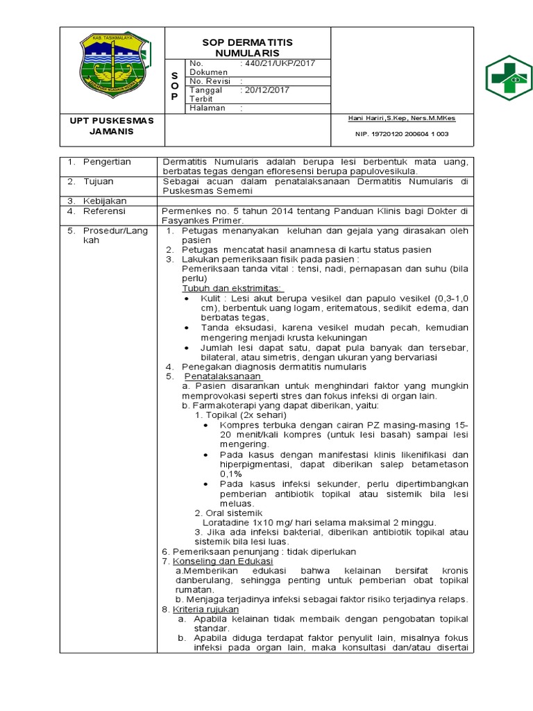 Sop Dermatitis Numularis | PDF