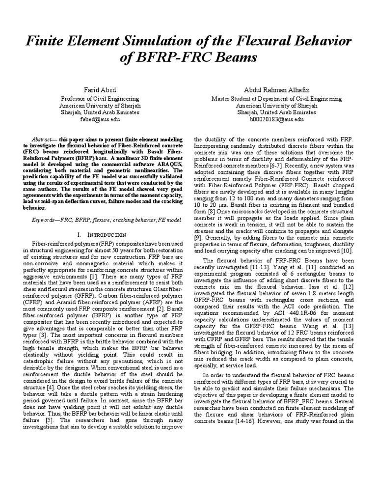 Abed and Alhafiz - 2018 - Finite Element Simulation of The Flexural Behavior | PDF | Strength Of ...