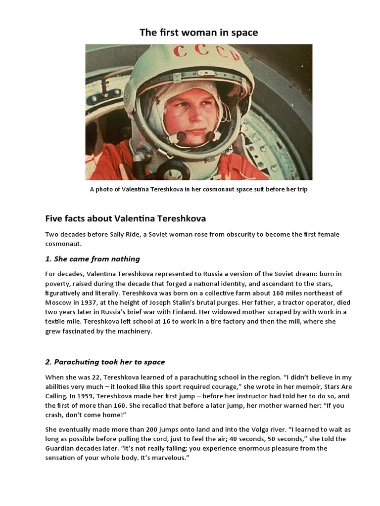 The First Woman in Space | PDF | Astronauts | Spaceflight