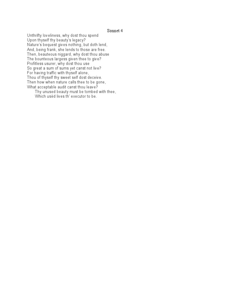 Shakespeare Sonnet 4 | PDF
