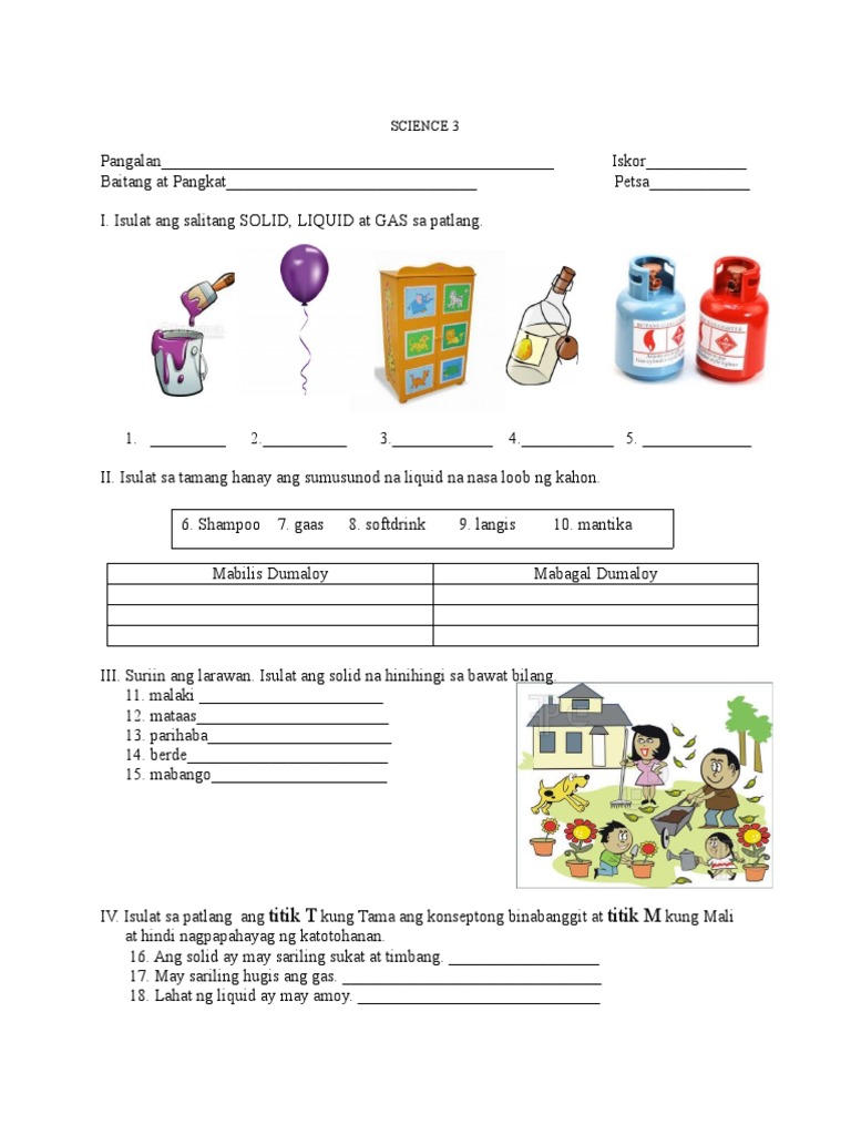 Summative Test Science 3 First Grading | PDF