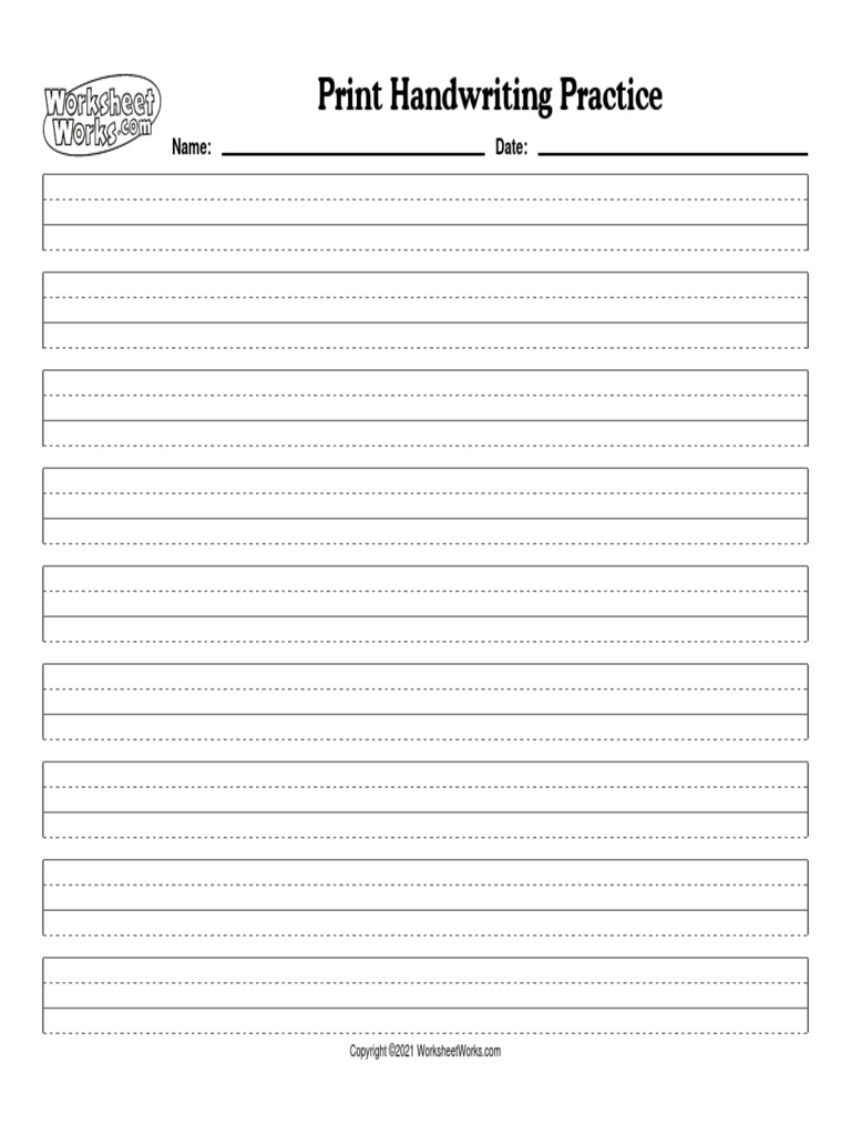 WorksheetWorks Print Handwriting Practice 10 | PDF