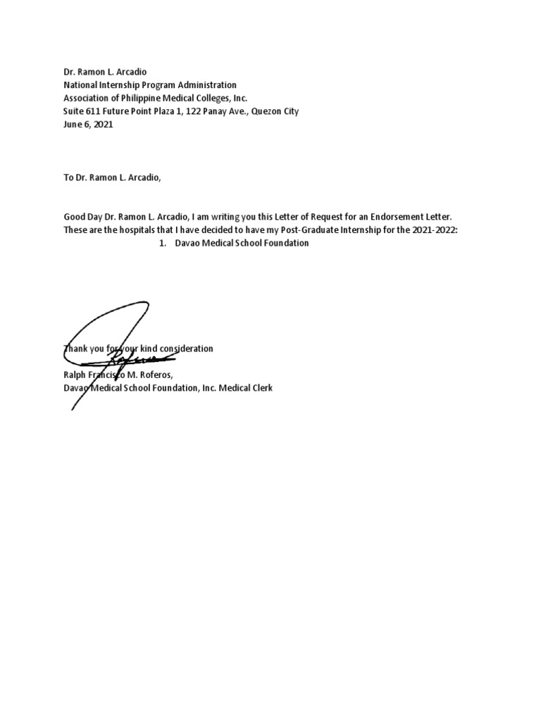 Request for Endorsement Letter | PDF