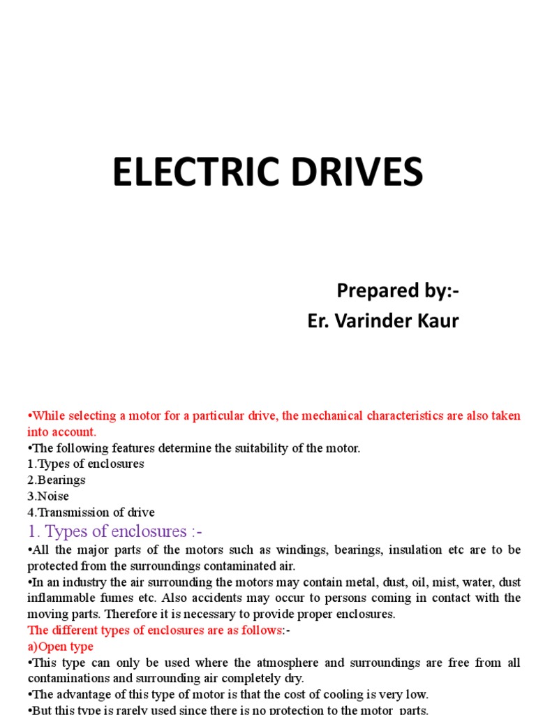 Electric Drives: Prepared By:-Er. Varinder Kaur | PDF | Electric Motor | Belt (Mechanical)