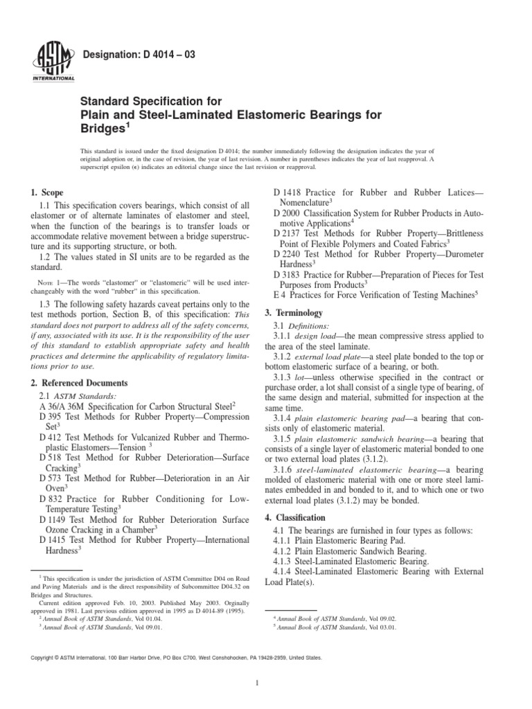ASTM D 4014 3 Bearings | Download Free PDF | Deformation (Engineering ...