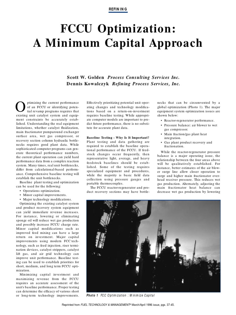 FCCU Optimization - A Minimum Capital Approach | PDF | Cracking ...