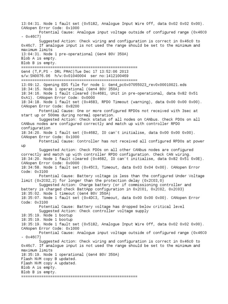 Analysis of Fault Logs for a Gen4 80V 350A Controller Revealing Issues ...